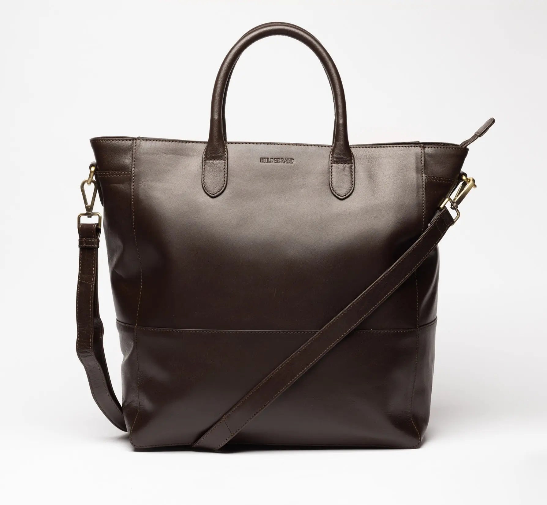 Luxury Leather Business Tote Dark Brown - Hildebrand