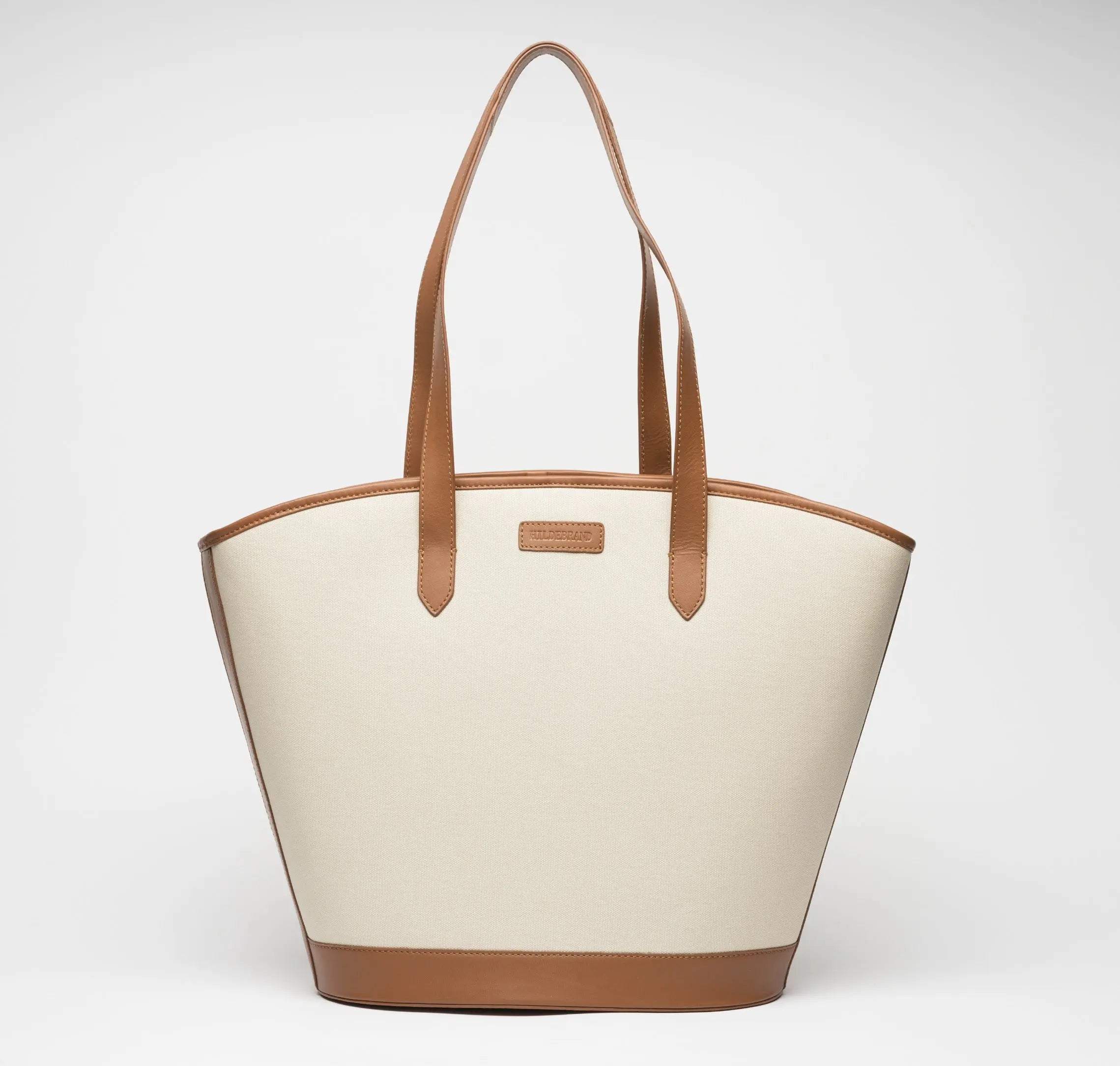Beuteltasche aus Canvas und hellbraunem Leder für Damen – Hildebrand